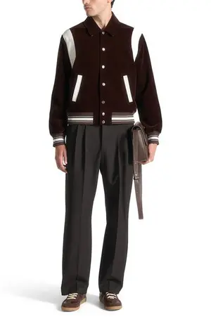 Manière De Voir Velvet & Satin Varsity Jacket