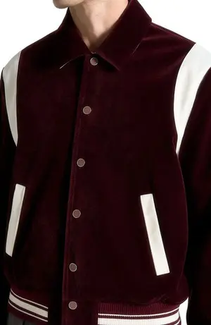 Manière De Voir Velvet & Satin Varsity Jacket