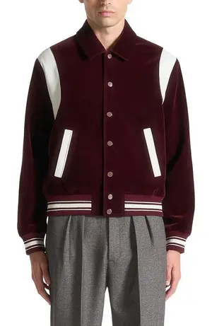 Manière De Voir Velvet & Satin Varsity Jacket