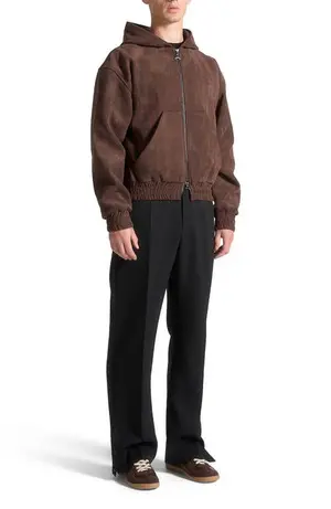 Manière De Voir Cropped Suede Hoodie