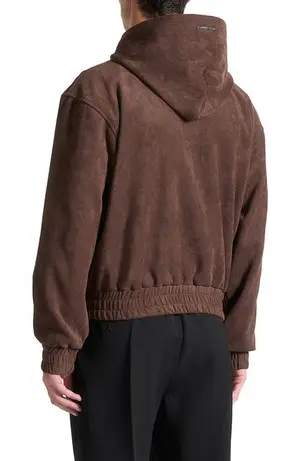 Manière De Voir Cropped Suede Hoodie