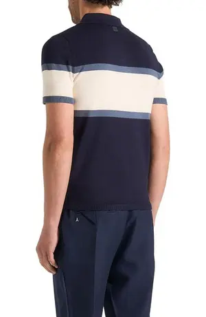Manière De Voir Enzo Colour Block Polo Top - Navy
