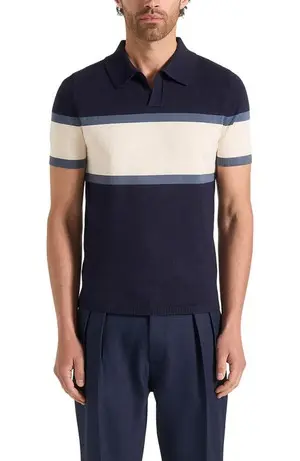 Manière De Voir Enzo Colour Block Polo Top - Navy