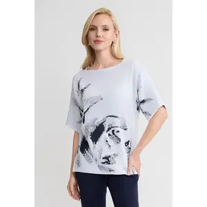 Ming Wang Abstract Print Soft Knit Tunic