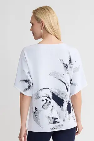Ming Wang Abstract Print Soft Knit Tunic