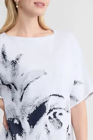 Ming Wang Abstract Print Soft Knit Tunic