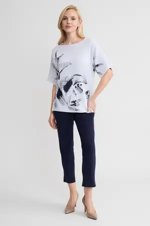 Ming Wang Abstract Print Soft Knit Tunic