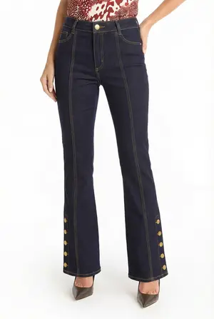 THE NOLI SHOP Veronica Button Flare Jeans - Indigo