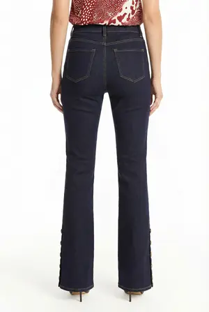 THE NOLI SHOP Veronica Button Flare Jeans - Indigo