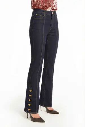 THE NOLI SHOP Veronica Button Flare Jeans - Indigo