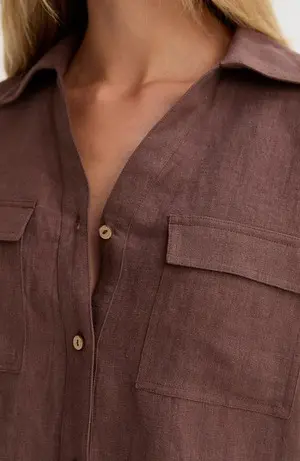 CRESCENT Button-down Linen Top