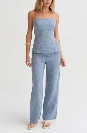 CRESCENT Linen Wide-leg Trousers