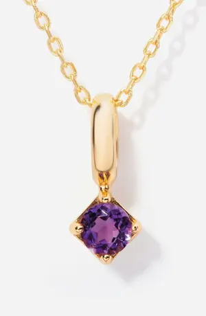 LITTLE SKY STONE Round Birthstone Pendant Necklace Amethyst/february