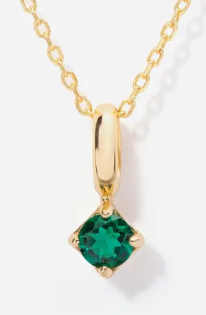 LITTLE SKY STONE Round Birthstone Pendant Necklace - Emerald/may