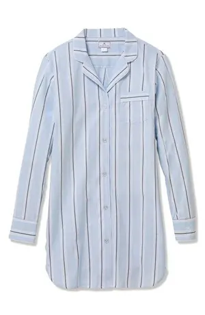 PETITE PLUME Coastal Stripe Cotton Twill Nightshirt