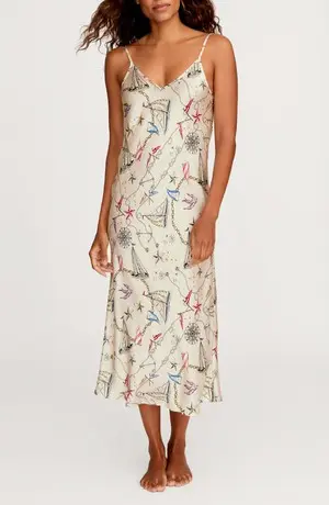 PETITE PLUME Cosette Regatta Royale Mulberry Silk Nightgown - Beige