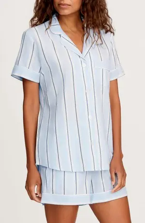 PETITE PLUME Coastal Stripe Cotton Twill Short Pajamas