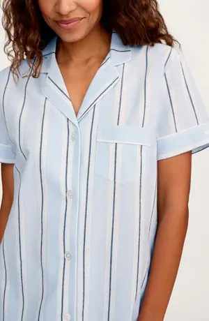 PETITE PLUME Coastal Stripe Cotton Twill Short Pajamas