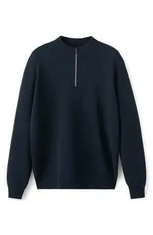 Mango Quarter Zip Sweater - Navy