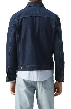 Mango Cotton Denim Trucker Jacket - Open Blue