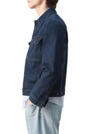 Mango Cotton Denim Trucker Jacket - Open Blue