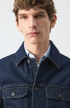 Mango Cotton Denim Trucker Jacket - Open Blue