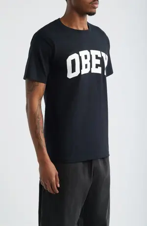 Obey Collegiate Graphic T-shirt - Black