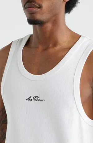 LES DEUX Arthur Logo Embroidered Rib Tank
