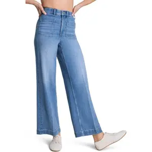 Spanx Authentic 360 Patch Pocket Crop Wide Leg Jeans - Elysian