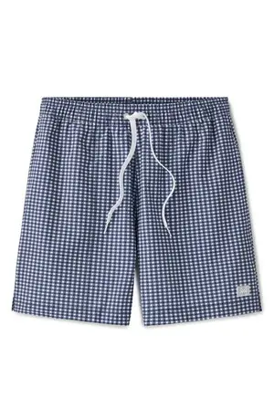 RHONE 5.5-inch Water Repellent Swim Trunks - Navy Gingham