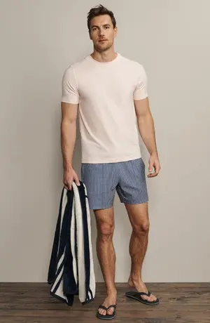 RHONE 5.5-inch Water Repellent Swim Trunks - Navy Gingham