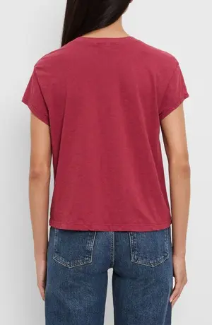 Michael Stars Grayson Cropped Crewneck T-shirt - Claret
