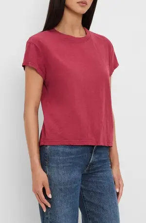 Michael Stars Grayson Cropped Crewneck T-shirt - Claret
