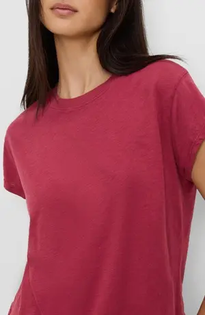 Michael Stars Grayson Cropped Crewneck T-shirt - Claret