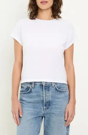 Michael Stars Grayson Cropped Crewneck T-shirt - White