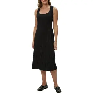 Michael Stars Sofia Wide Rib Sleeveless Knit Midi Dress - Black