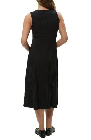 Michael Stars Sofia Wide Rib Sleeveless Knit Midi Dress - Black