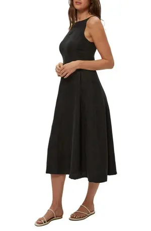 Michael Stars Palmira Fit & Flare Linen Blend Midi Dress