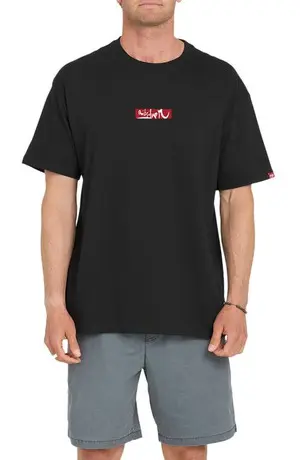 Quiksilver Young Guns Impaired Surf Oversize Cotton Graphic T-shirt - Black