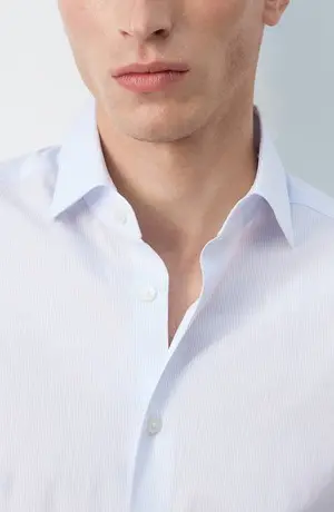 Mango Slim Fit Stripe Cotton Button-up Shirt