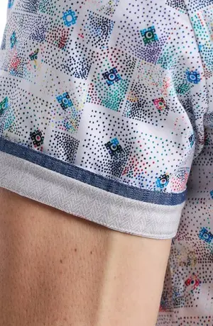 Robert Graham Embarcadero Short Sleeve Stretch Cotton Button-up Shirt