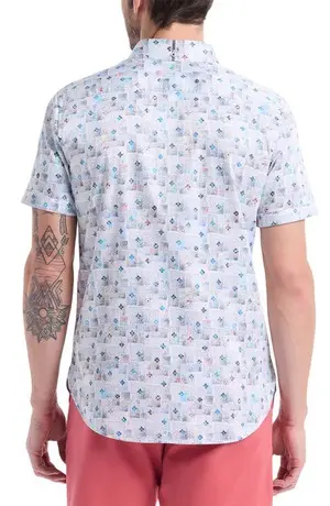 Robert Graham Embarcadero Short Sleeve Stretch Cotton Button-up Shirt