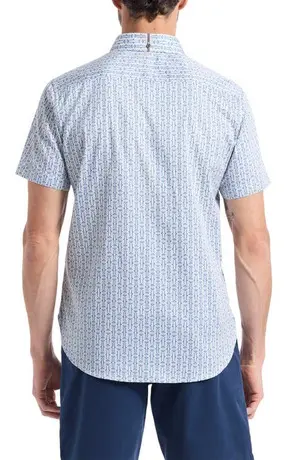 Robert Graham Napier Short Sleeve Stretch Cotton Button-up Shirt - Blue Multi