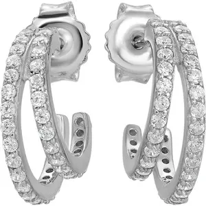 NATIVE GEM Evil Twin Double Hoop Earrings - Silver