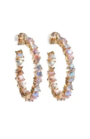 NATIVE GEM Vienna Opal Hoop Earrings - Pink