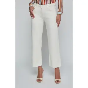 L'Agence Wanda Wide Leg Crop Jeans - Light Ecru