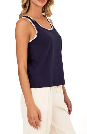 THREADS 4 THOUGHT Genevieve Contrast Trim Tank - Stargazer