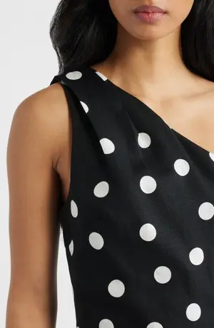 Mango Polka Dot One-shoulder Crop Top