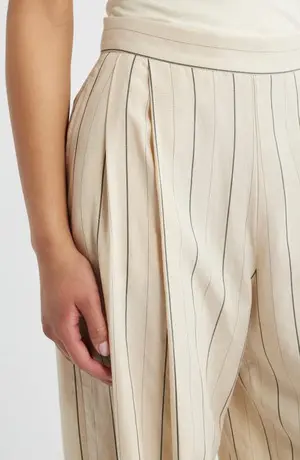 Mango Malta Stripe Balloon Pants - Ecru