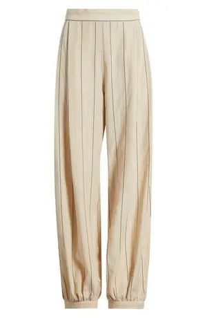 Mango Malta Stripe Balloon Pants - Ecru